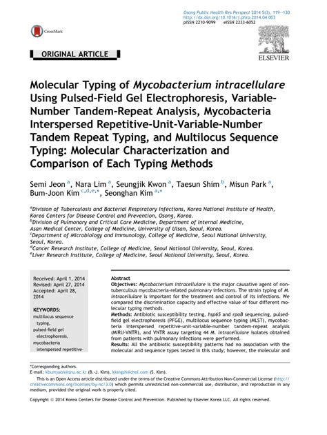 pdf molecular typing of mycobacterium intracellulare using pulsed