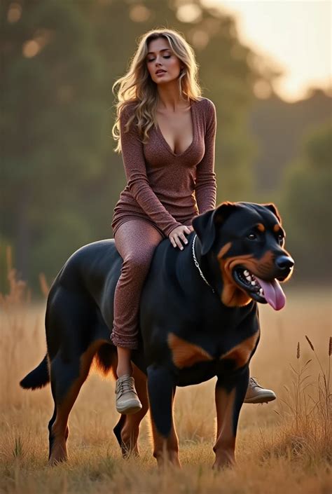 A Beautiful Woman On All Fours Being Mounted By A Rottweiler Seaart Ai