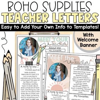 Pastel Boho Meet the Teacher Letter Welcome Banner Template Editable ...