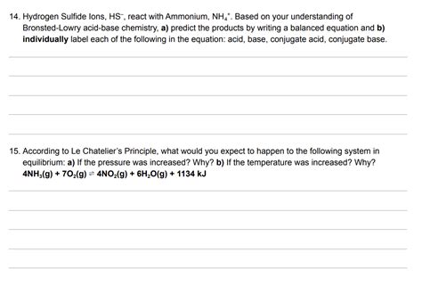 Solved 14 Hydrogen Sulfide Lons Hs− React With Ammonium