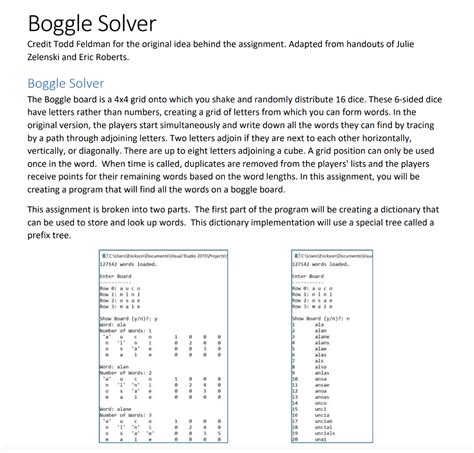 Solved Boggle Solver Credit Todd Feldman Original Idea Behind