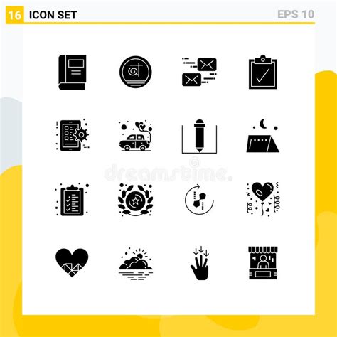 Set Of 16 Modern Ui Icons Symbols Signs For Smart Phone Phone Email