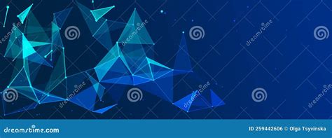 Colored Polygonal Space Connection Dots And Lines Structure