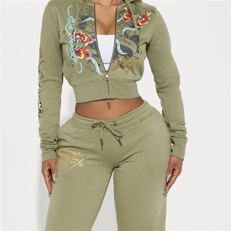 Ed Hardy Set Sage Xs Bottom Small Top Brand New Depop