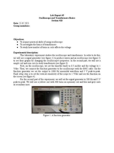 Lab Report 5 Pdf Transformer Inductor