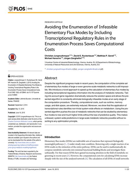 Pdf Avoiding The Enumeration Of Infeasible Elementary Flux Modes By