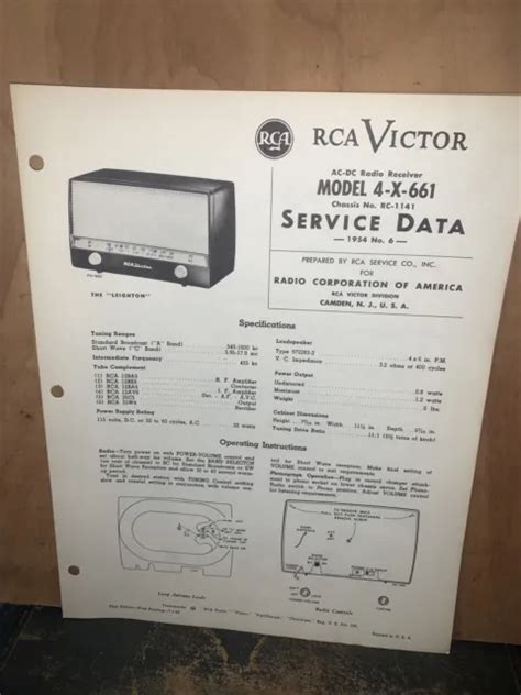 rca victor radio model 4 x 661 service data schematics parts list £