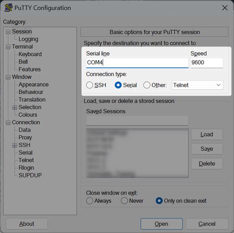 Connecting To The Device By Using Putty