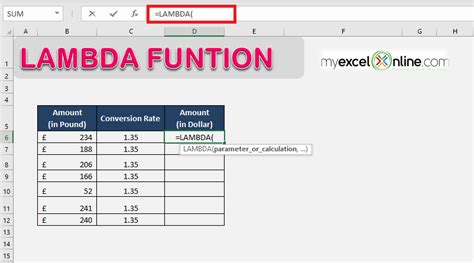 LAMBDA Function In Excel Create Custom Functions In Excel MyExcelOnline