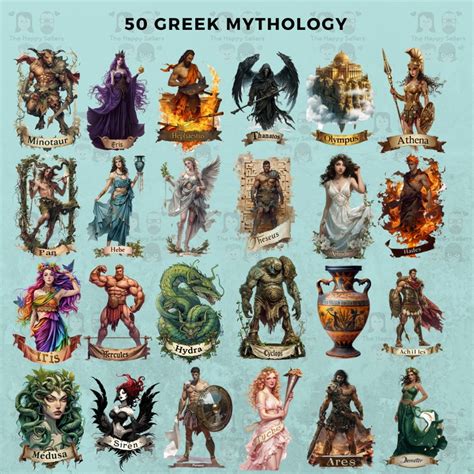 50 Greek Mythology Clipart Pack Instant Download Mythical Gods And