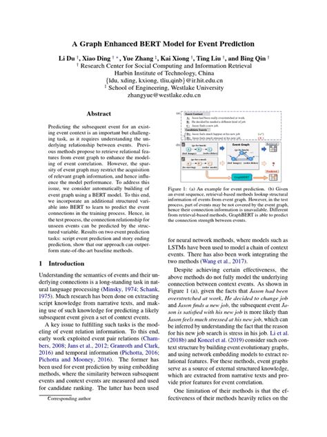A Graph Enhanced Bert Model For Event Prediction Pdf Applied