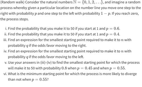 Solved Random Walk Consider The Natural Numbers Chegg