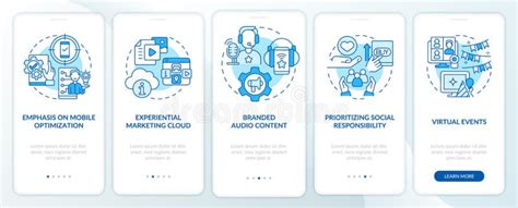 Marketing Trends Examples Blue Onboarding Mobile App Screen Stock Vector Illustration Of