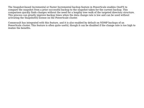 Snapshot Based Incremental Faster Incremental Backups Dell Powerscale Backup Using