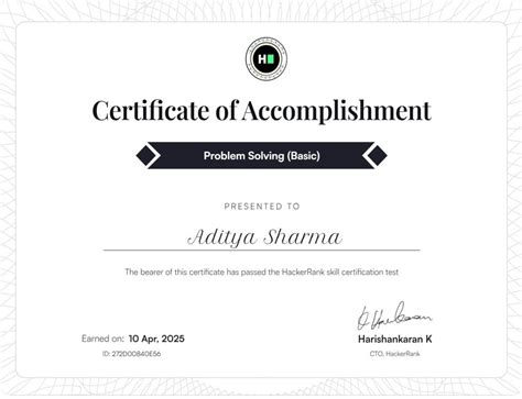 Hackerrank Problemsolving Codingcertification Techskills Aditya