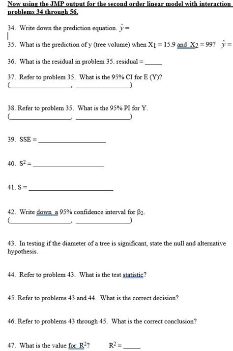 Solved Now Using The JMP Output For The Second Order Linear Chegg Com