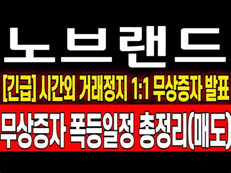 노브랜드 주가 전망 경축 11 무상증자 발표 권리락 폭등전략 총정리 무조건 이렇게 대응하세요 노브랜드 상한가 노브랜드 무상증자 노브랜드 권리락