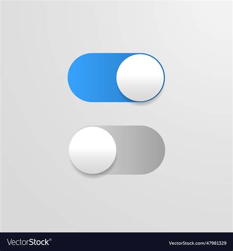 Switch Off On Button Blue Toggle Mobile App Power Vector Image