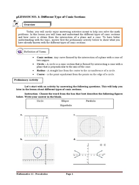 Precalculus Grade 11 Quarter 1 Module1 Week 1 Pdf Ellipse Analytic Geometry