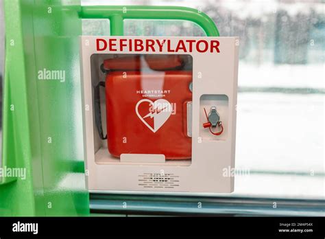 Automated External Defibrillator Aed In White Box On The Wall Is An
