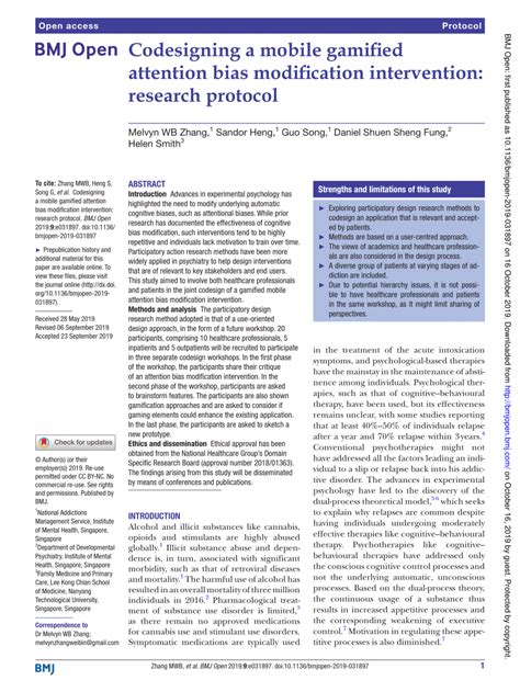 Pdf Codesigning A Mobile Gamified Attention Bias Modification Intervention Research Protocol