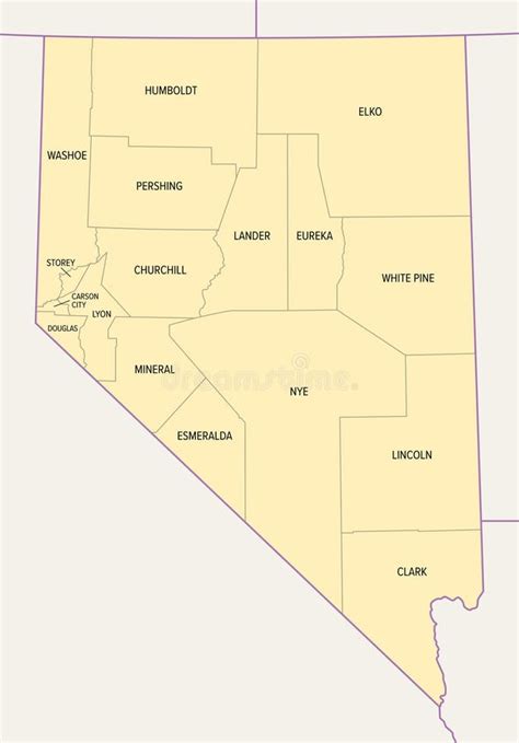Us State Of Nevada Subdivided Into 16 Counties And Carson City Us State Of Nevada Subdivided Into 16 Counties And Carson City