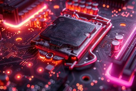 Realistic Visualization Of A Cryptocurrency Mining Motherboard With Multi Colored Video Card