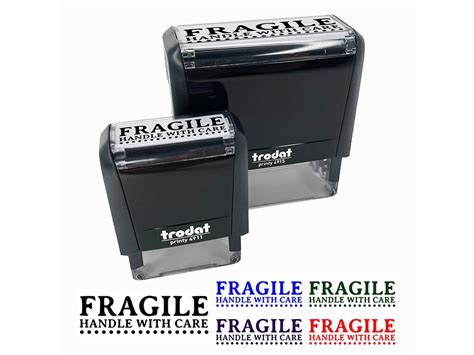 Fragile Handle With Care Dotted Line Label Box Self Inking Rubber Stamp Ink Stamper For Business