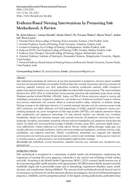 Pdf Evidence Based Nursing Interventions In Promoting Safe Motherhood