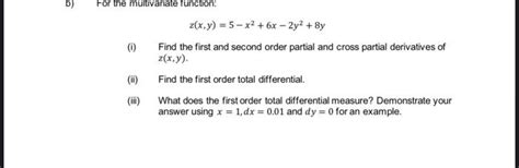 Solved For The Multivariate Function [ Z X Y 5 X {2} 6