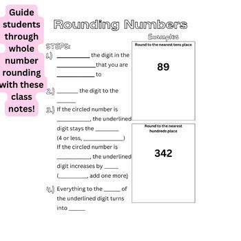 Rounding Whole Numbers Notes Steps And Examples Math Notebook Activity