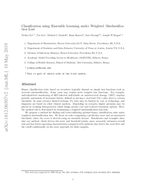 Pdf Classification Using Ensemble Learning Under Weighted Misclassification Loss
