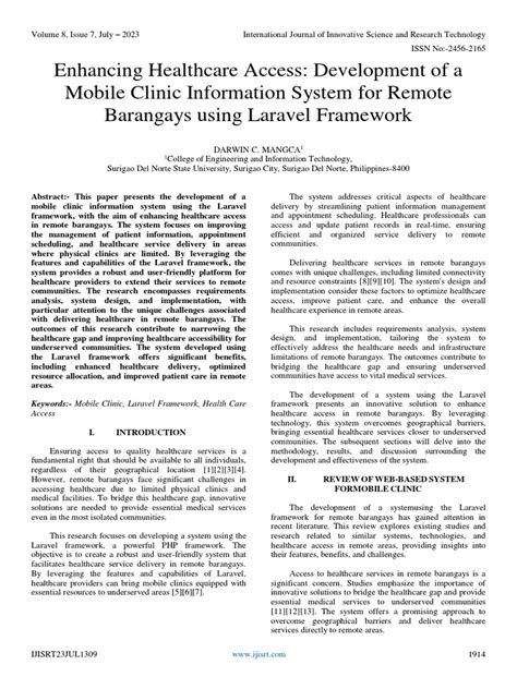 Enhancing Healthcare Access Development Of A Mobile Clinic Information System For Remote