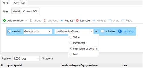 SQL Query Condition Using First Value Of Column Not Working EasyMorph