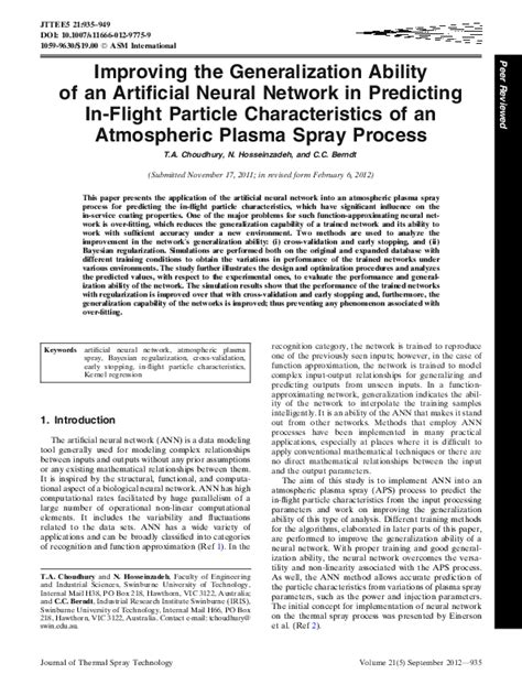 Pdf Improving The Generalization Ability Of An Artificial Neural Network In Predicting In