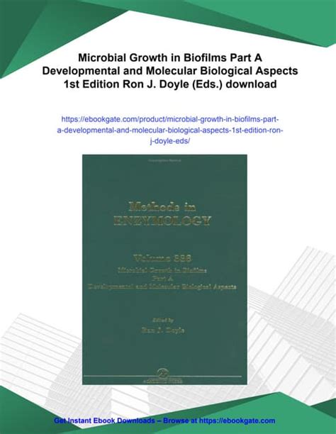 Microbial Growth In Biofilms Part A Developmental And Molecular Biological Aspects 1st Edition