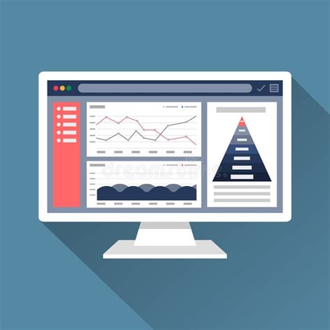 Web Analytic Information On Computer Screen Flat Icon Trend Graphs