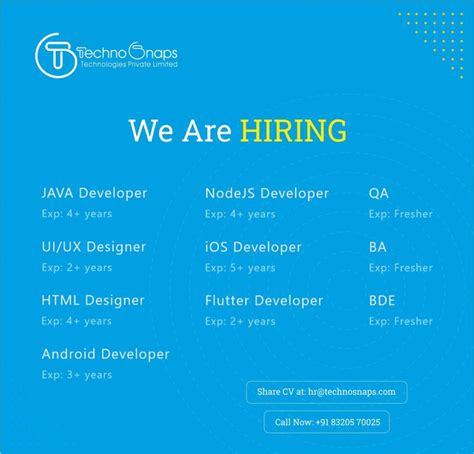 Technosnaps Technologies Private Limited On Linkedin Immediatejoiner