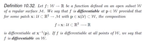 Differential Geometry Definition Of Differentiability On A Regular Surface Mathematics Stack