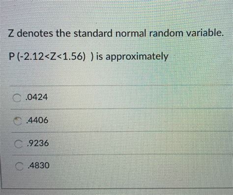 solved z denotes the standard normal random variable