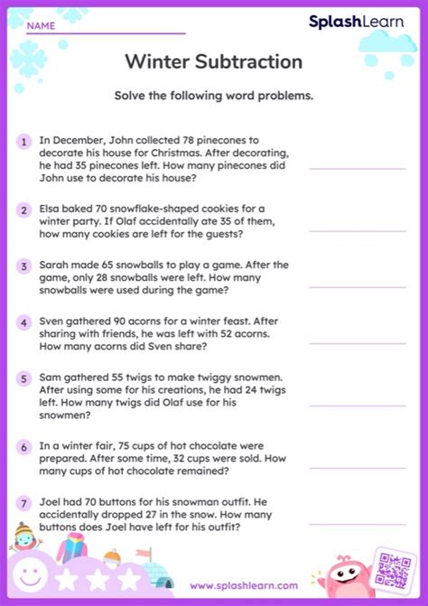 Subtraction Word Problems Worksheets Free And Printable Splashlearn
