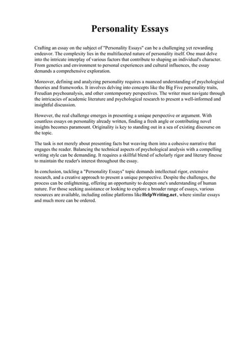 Personality Essayspdf Books And Literature