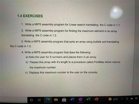 Solved 14 Exercises 1 Write A Mips Assembly Program For