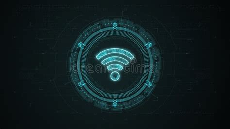 Blue Digital Wifi Logo With Rotation Hud Circle Technology Interface And Futuristic Elements