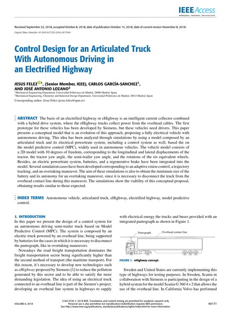 Pdf Control Design For An Articulated Truck With Autonomous Driving