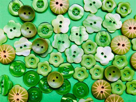 A Large Assortment Of Colourful Green Buttons Stock Image Image Of