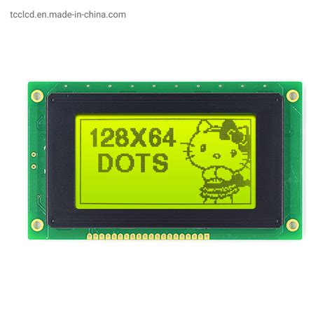 Yellow Green Dot Matrix Monochrome Lcd Module 128x64 Replacement Tcc 128x64 Lcd And 128x64 Lcd