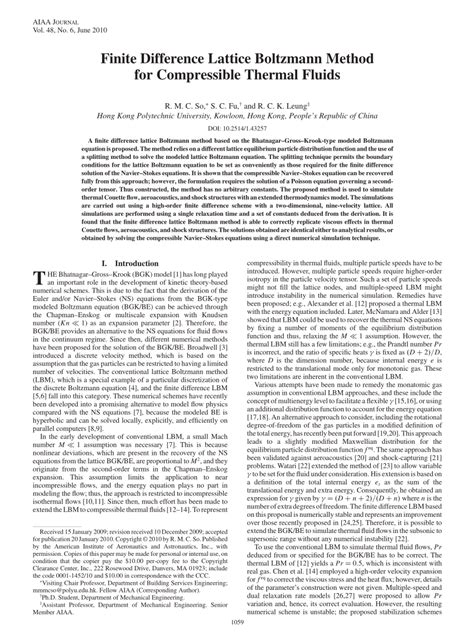 Pdf Finite Difference Lattice Boltzmann Method For Compressible Thermal Fluids