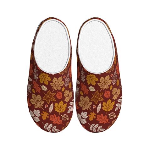 Balery Autumn Warm Tone Maple Leaf Pattern Womens Fuzzy Memory Foam