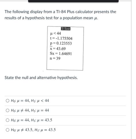 Solved The Following Display From A Ti 84 Plus Calculator